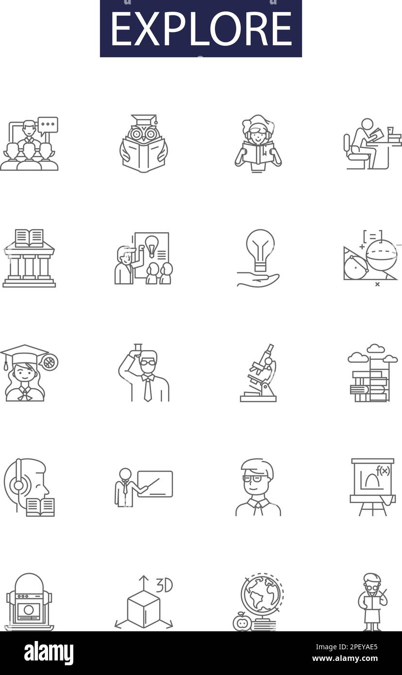 Explore line vector icons and signs. Delve, Scrutinize, Uncover, Learn ...