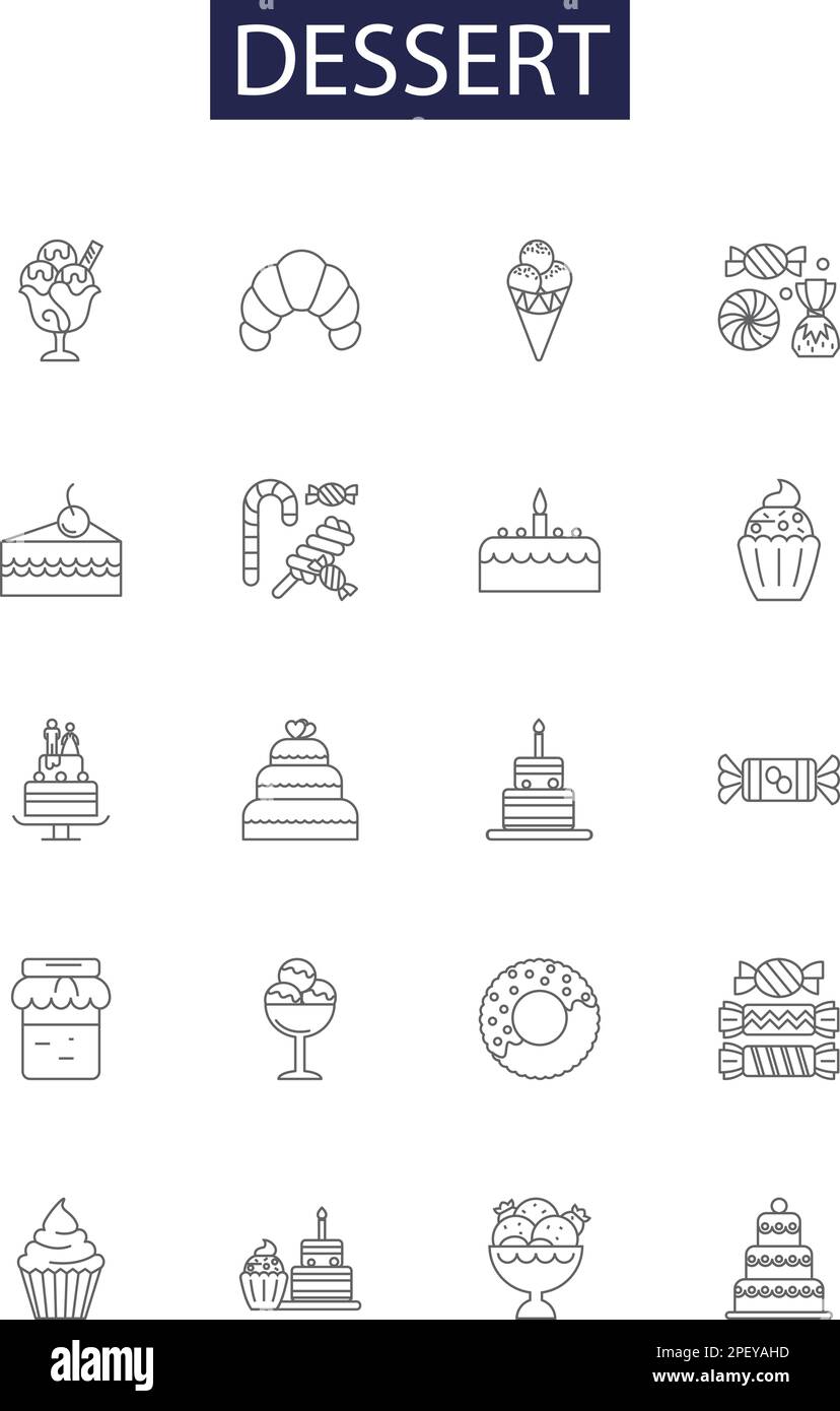 Dessert line vector icons and signs. food, dessert, cake, pastry ...