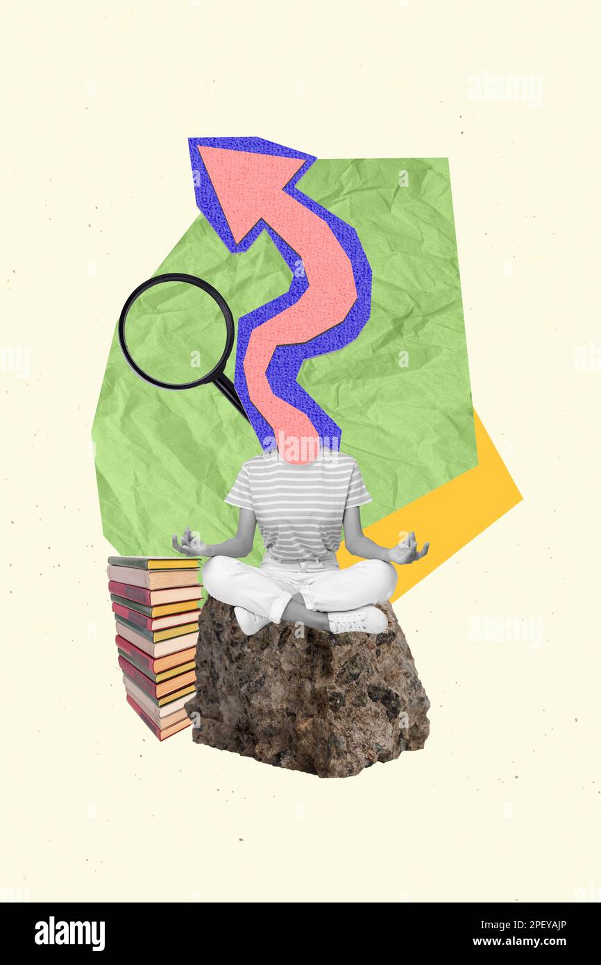 Collage 3d pinup pop retro sketch image of lady arrow up instead of ...