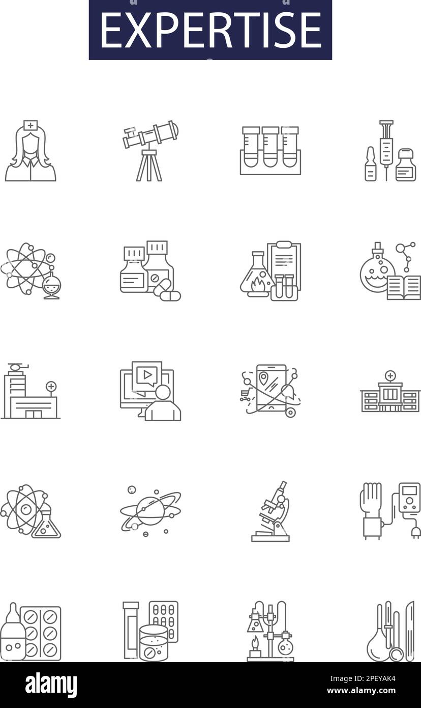 Expertise line vector icons and signs. Skilled, Master, Proficient ...