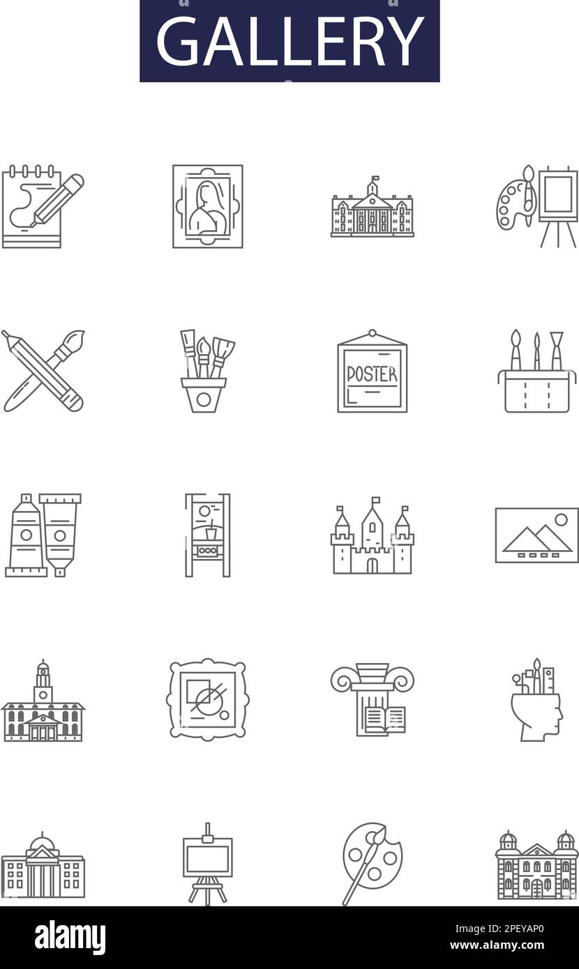 Gallery line vector icons and signs. Picture, Photograph, Museum ... Gallery line vector icons and signs. Picture, Photograph, Museum ...