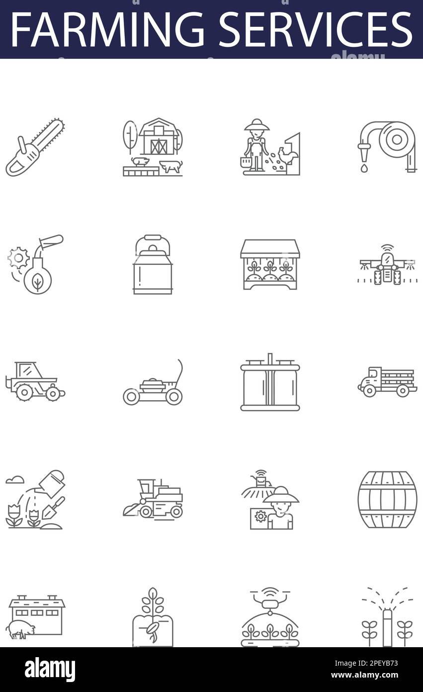Farming services line vector icons and signs. Services, Tilling ...