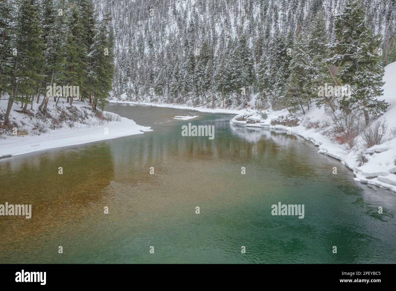 blackfoot river in winter in the johnsrud park recreation corridor near ...