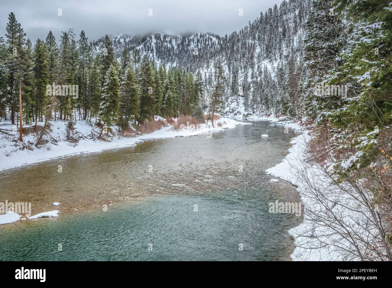 blackfoot river in winter in the johnsrud park recreation corridor near ...