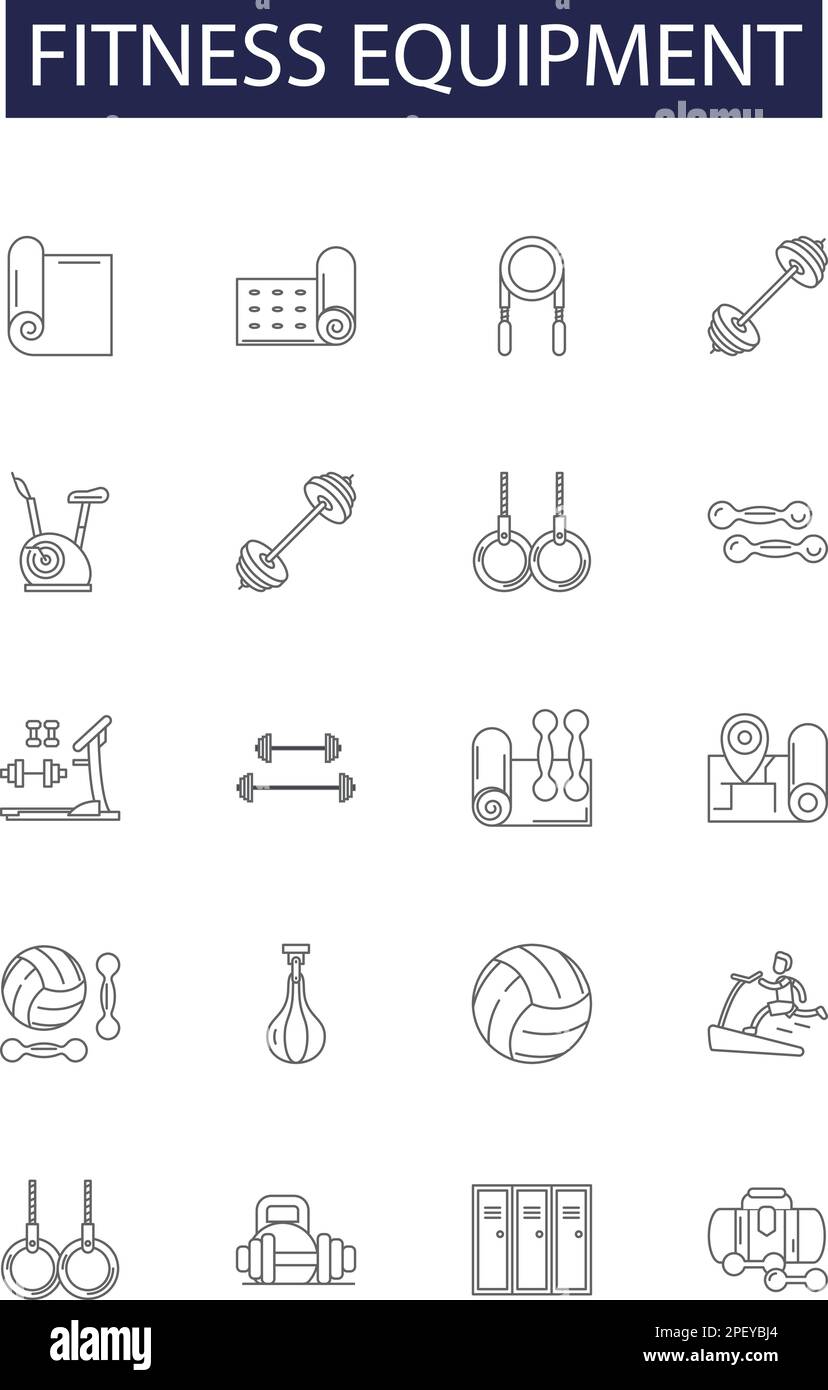 Fitness equipment line vector icons and signs. Ellipticals, Rowers ...