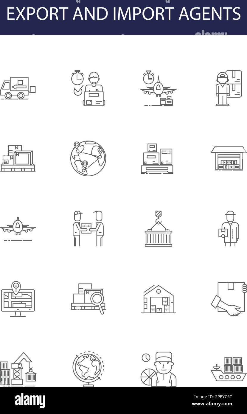 Export and import agents line vector icons and signs. Importers, Agents ...