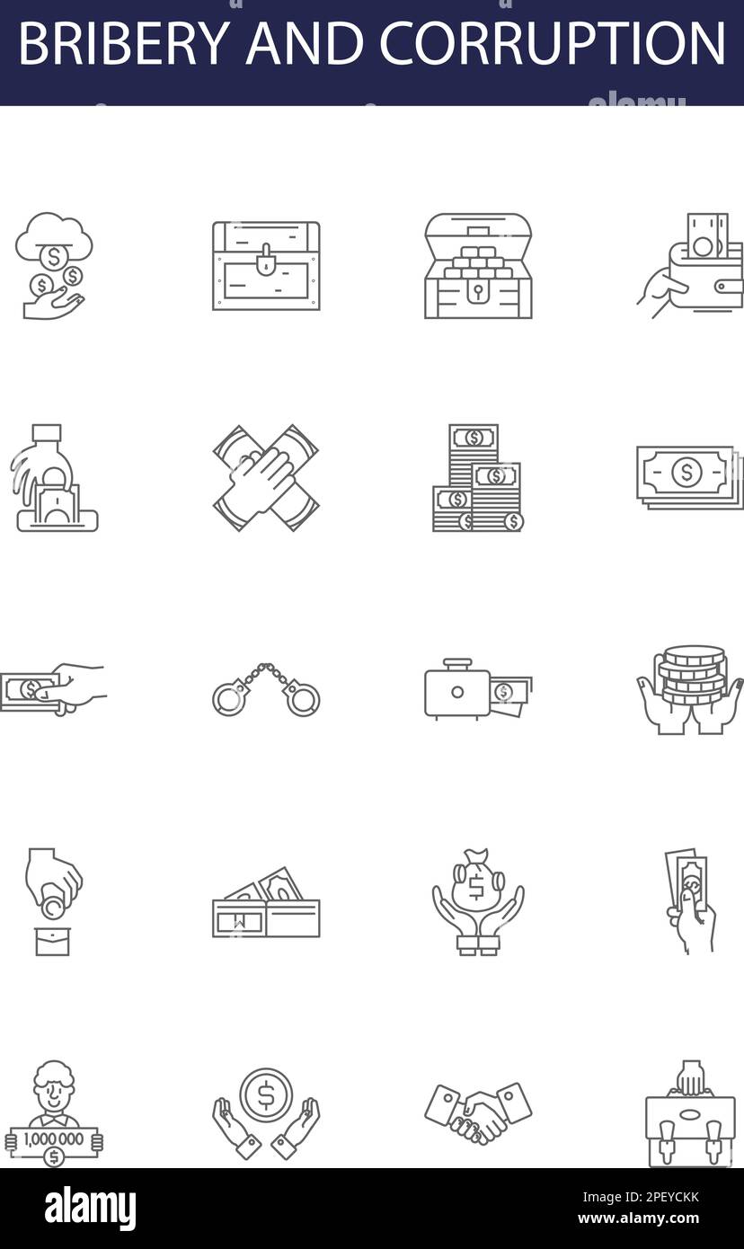 Bribery and corruption line vector icons and signs. Corruption, Fraud, Extortion, Bribe ...