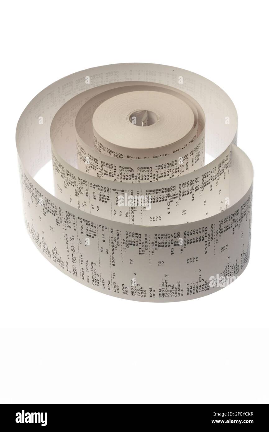 coil of paper from a printing, adding machine or cash register Stock ...