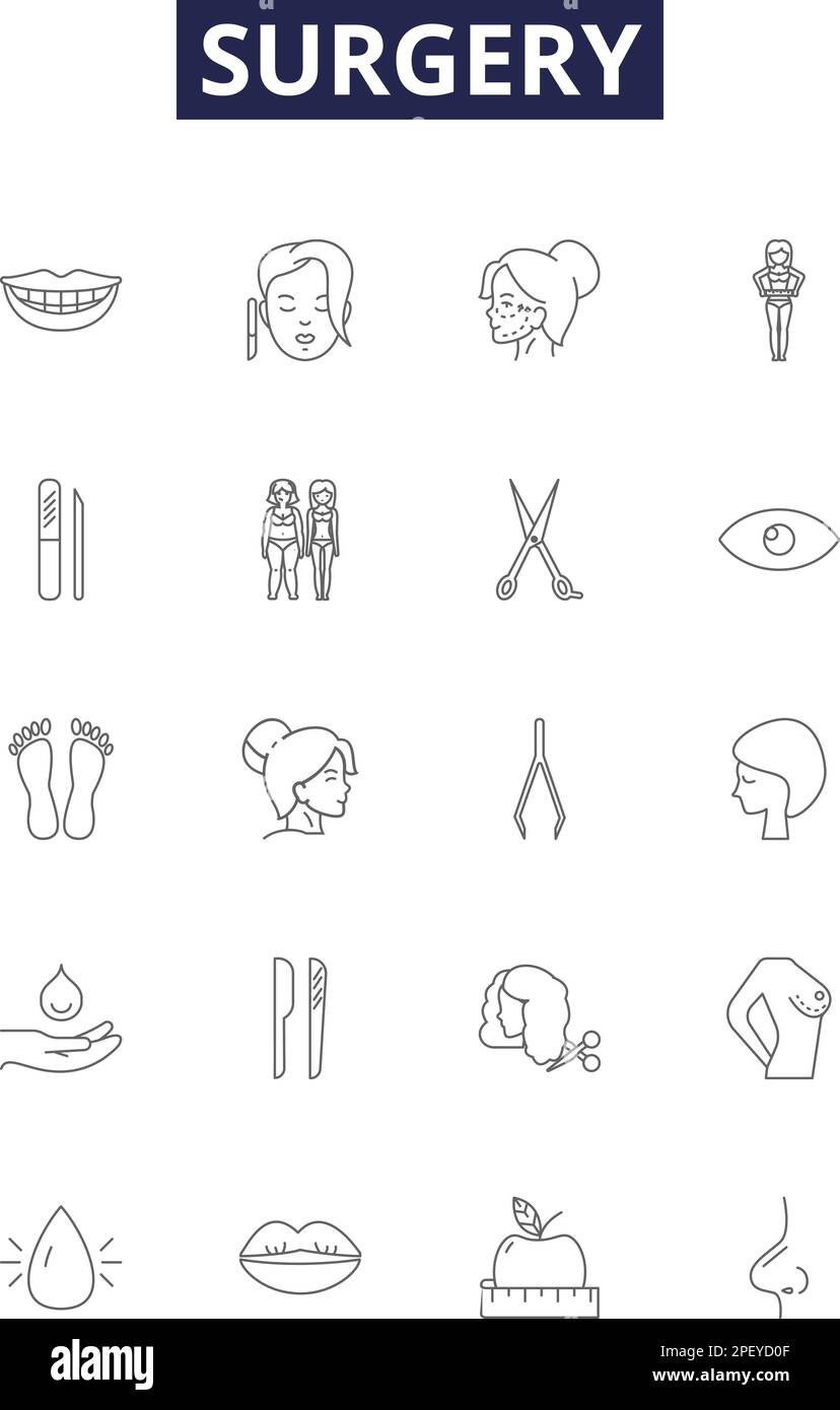 Surgery line vector icons and signs. Surgical, resect, graft, remove ... Surgery line vector icons and signs. Surgical, resect, graft, remove ...