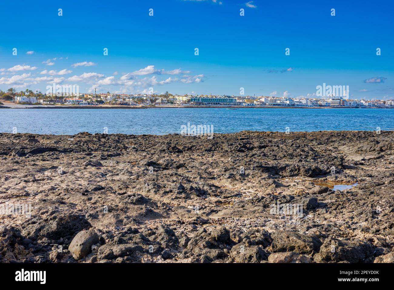 Popcorn beach near Corralejo on the island of Fuerteventura in the ...