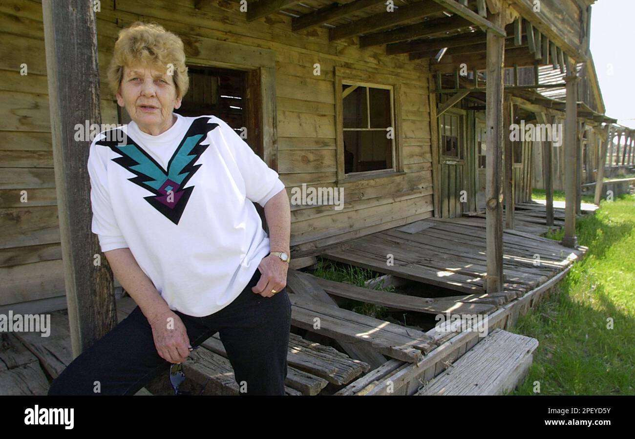 Jackie Hamblin Rife poses on what's left of the old Gunsmoke television ...