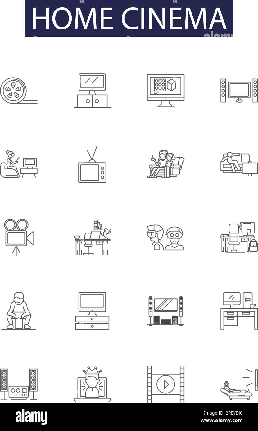 Home cinema line vector icons and signs. Surround, Theater, Sound ...