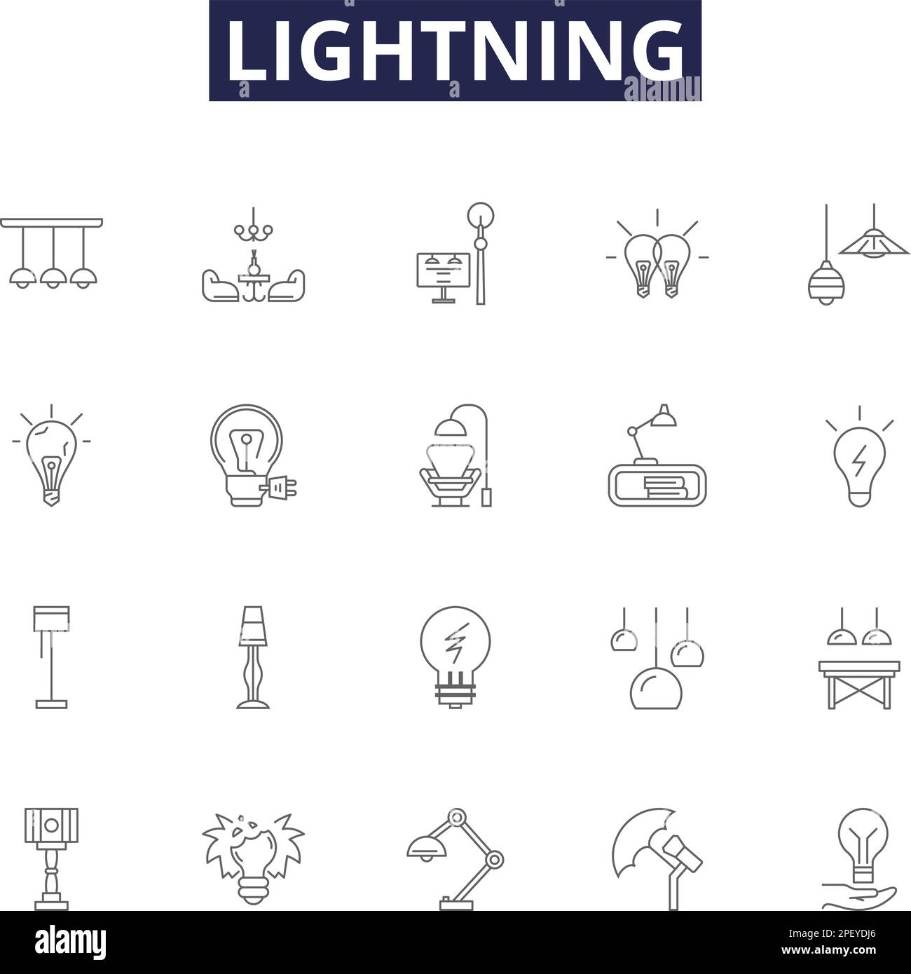 Lightning line vector icons and signs. Bolt, Flash, Flicker, Strike ...