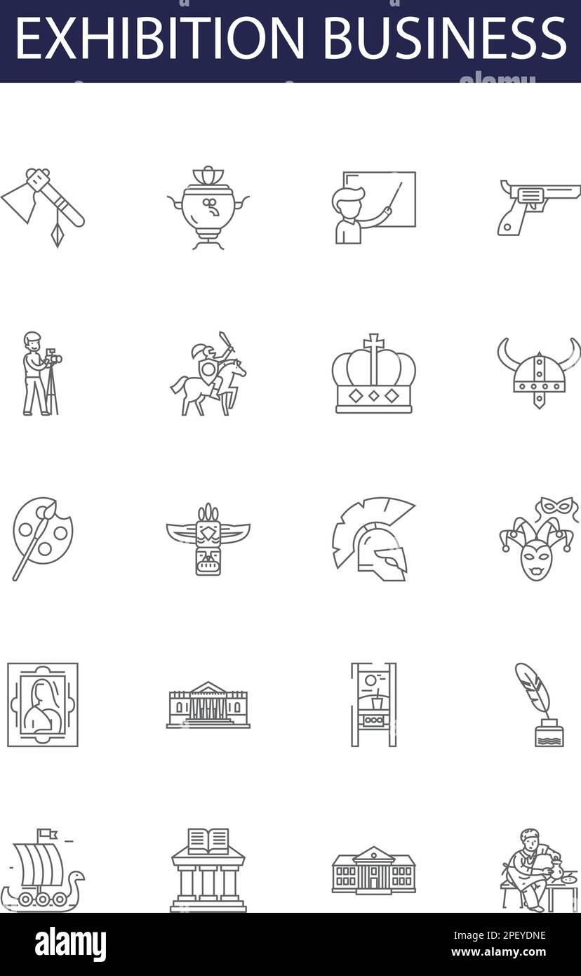 Exhibition business line vector icons and signs. Business, Trade ...