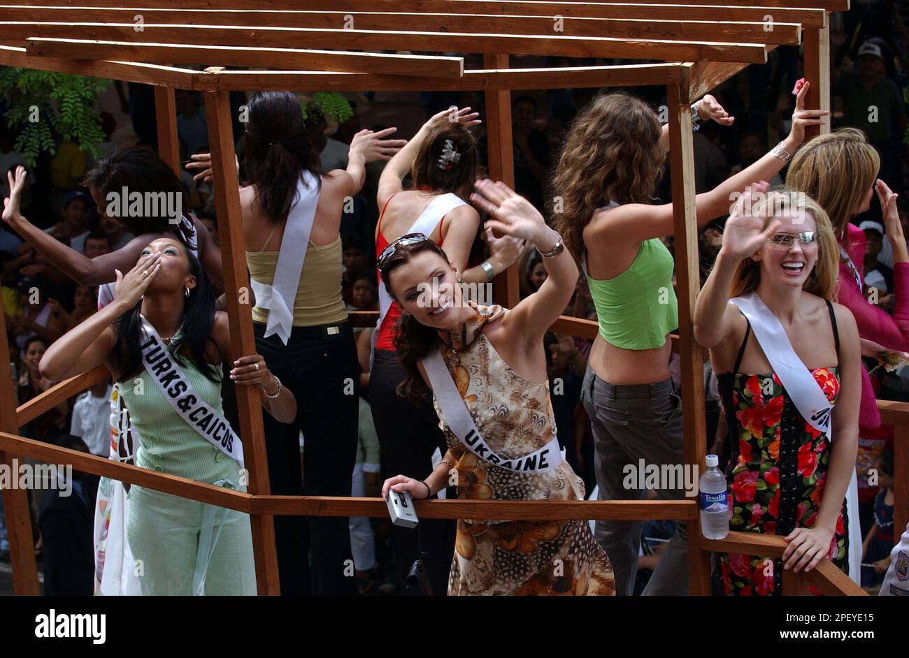 From left to right: Shamara Ariza, Miss Turks & Caicos, Oleksandra Nikolayenko, Miss Ukraine and ...