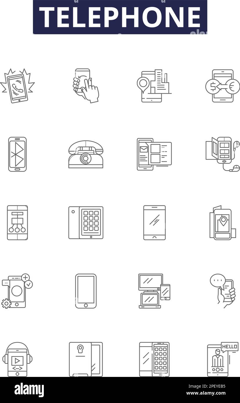 Telephone line vector icons and signs. line, talk, handset, dial, call ...