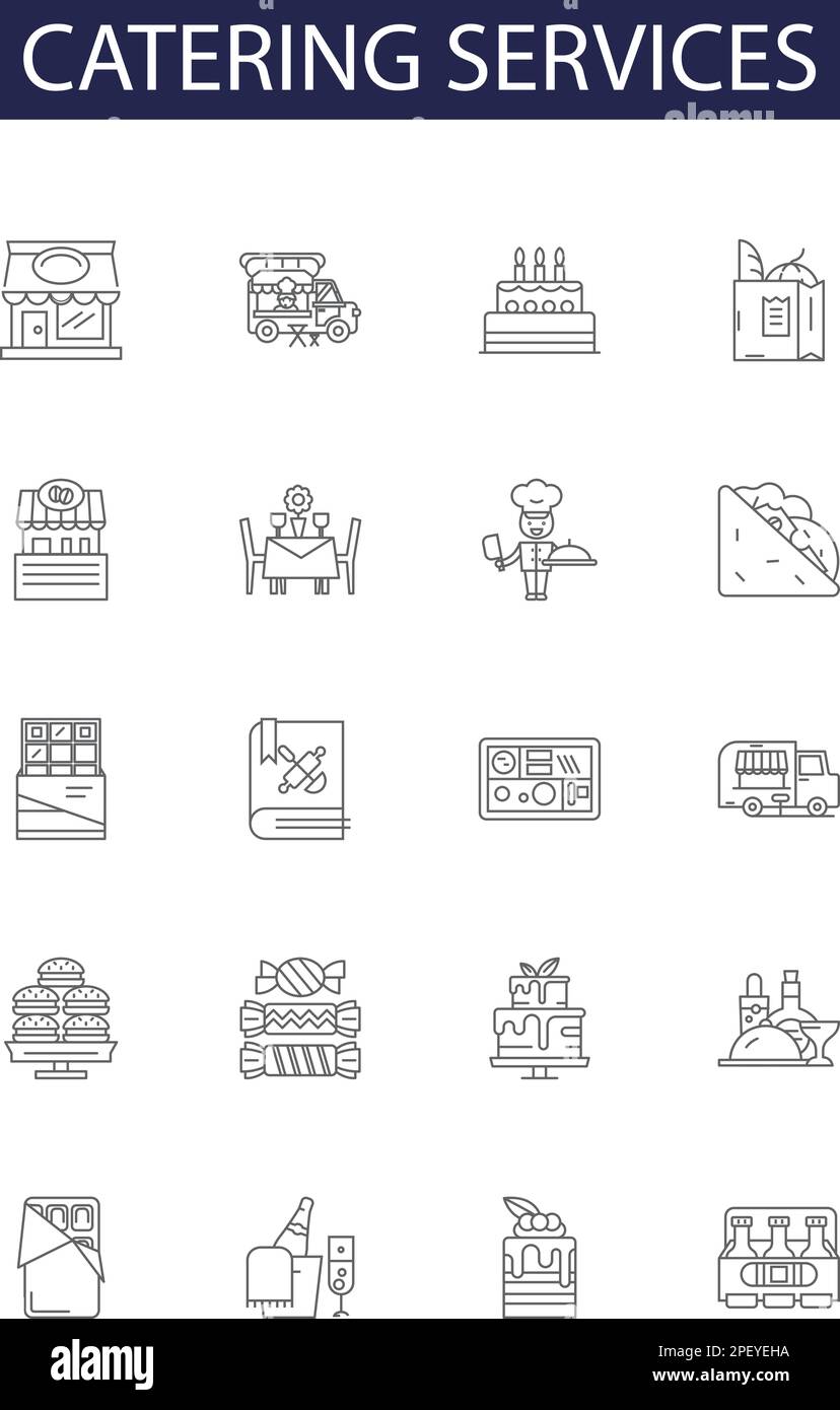 Catering services line vector icons and signs. Services, Food, Event, Cooking, Party, Cuisine ...