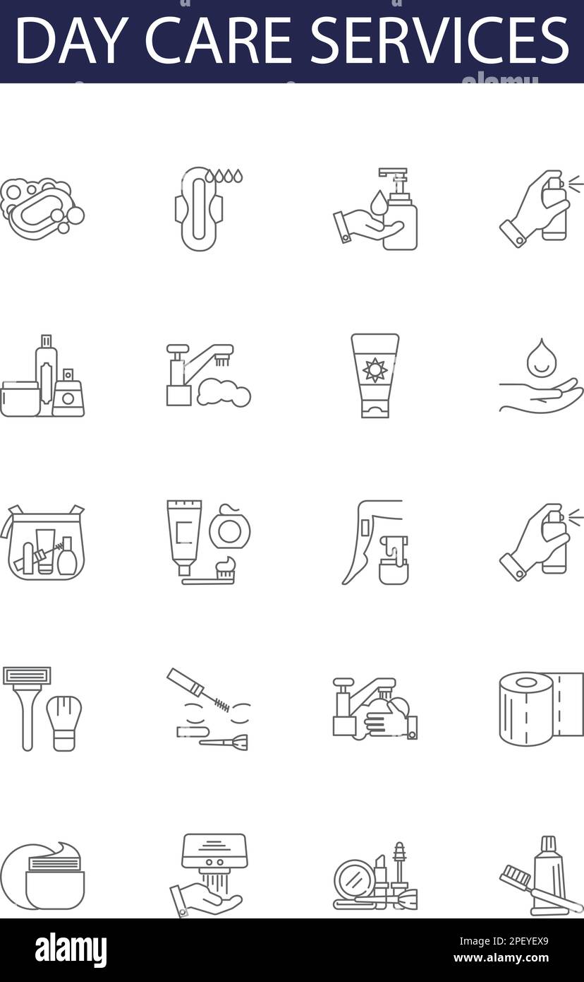 Day care services line vector icons and signs. care, health, people ...