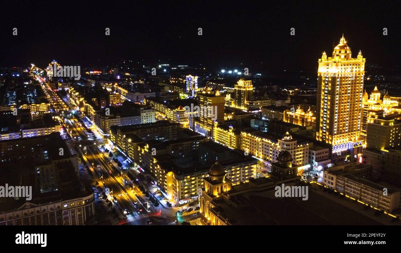 Manzhouli. 16th Mar, 2023. This aerial photo taken on March 16, 2023 ...