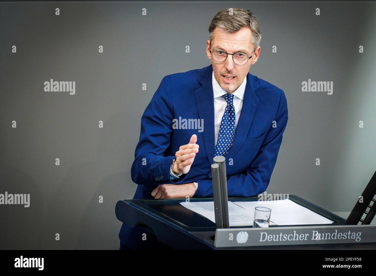 Berlin, Deutschland. 16th Mar, 2023. Lars Castellucci, SPD, MdB, gives ...