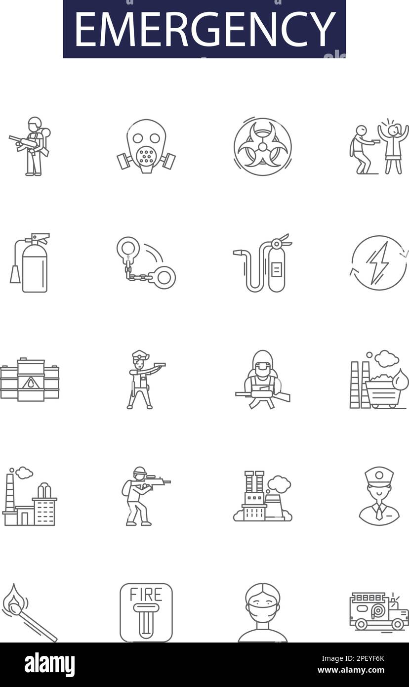 Emergency line vector icons and signs. Rush, Urgency, Crisis, Acute ...