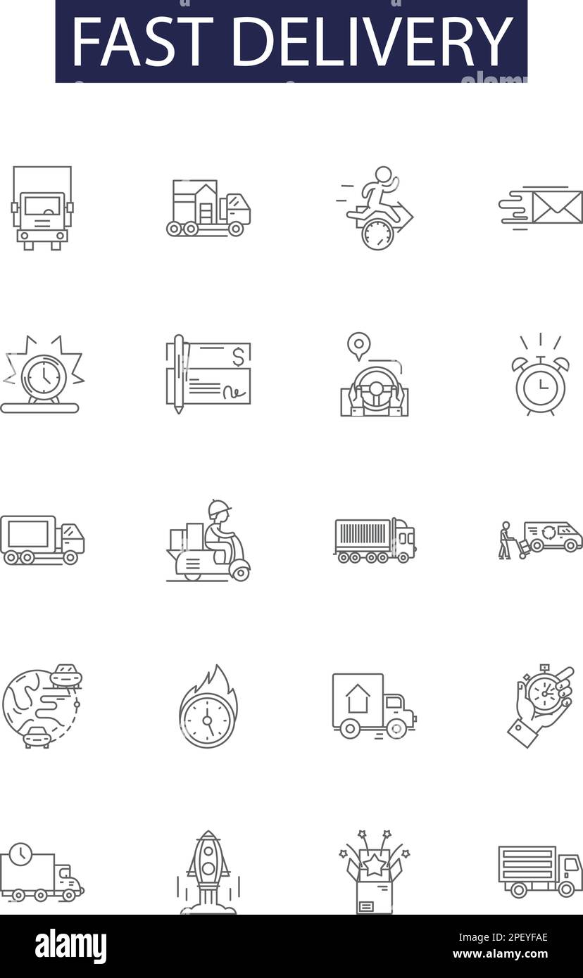 Fast delivery line vector icons and signs. Urgent, Swift, Speedy ...