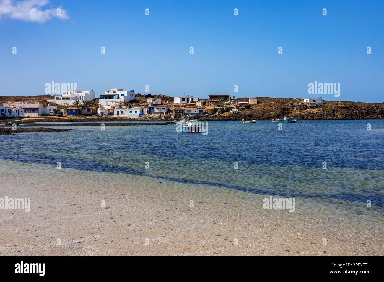 Popcorn beach near Corralejo on the island of Fuerteventura in the ...