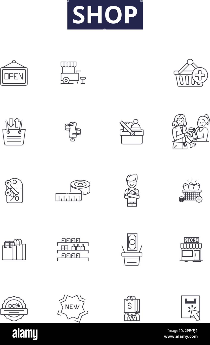 Shop line vector icons and signs. Boutique, Market, Purchase, Sell ...