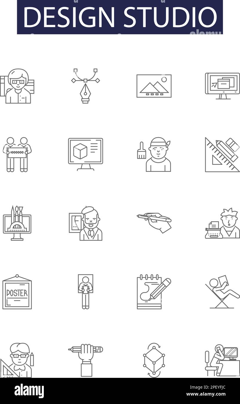Design studio line vector icons and signs. Studio, Architecture ...