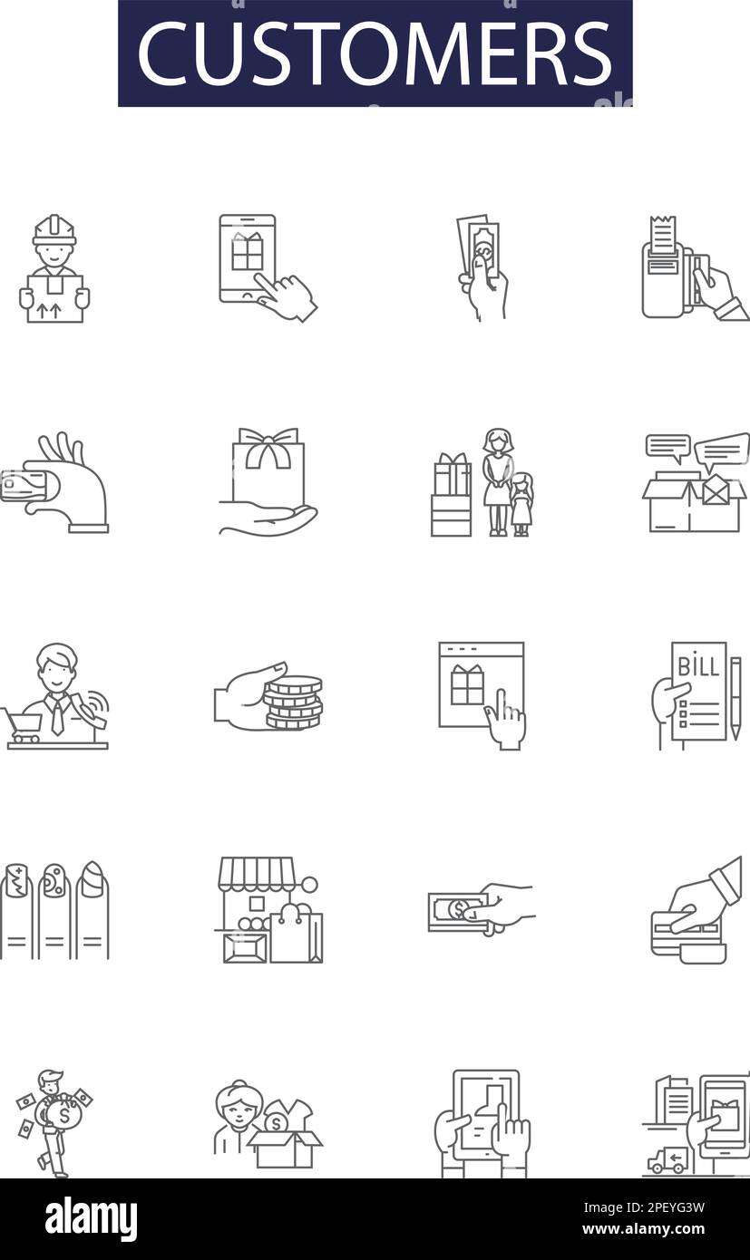 Customers line vector icons and signs. customer, service, client ...