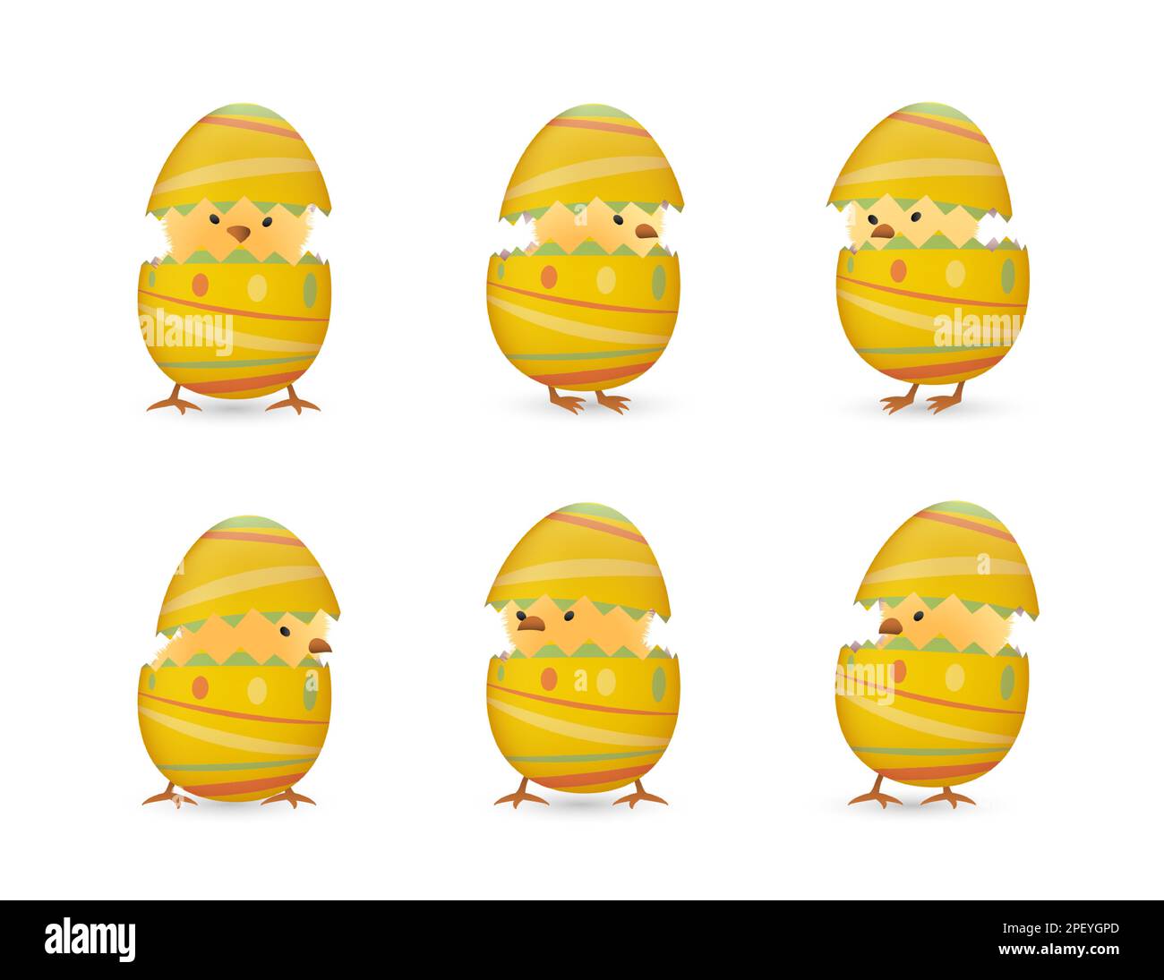 Chicks in broken Easter eggs with lines set Stock Vector Image & Art ...