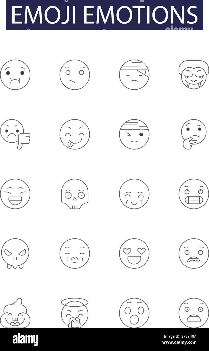 Emoji emotions line vector icons and signs. Smiling, Laughing, Grinning ...