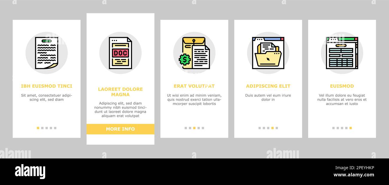 document paper file business page onboarding icons set vector Stock ...