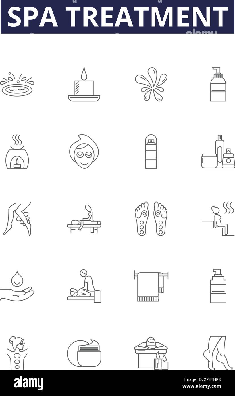 Spa Treatment Line Vector Icons And Signs Treatment Massage Facial
