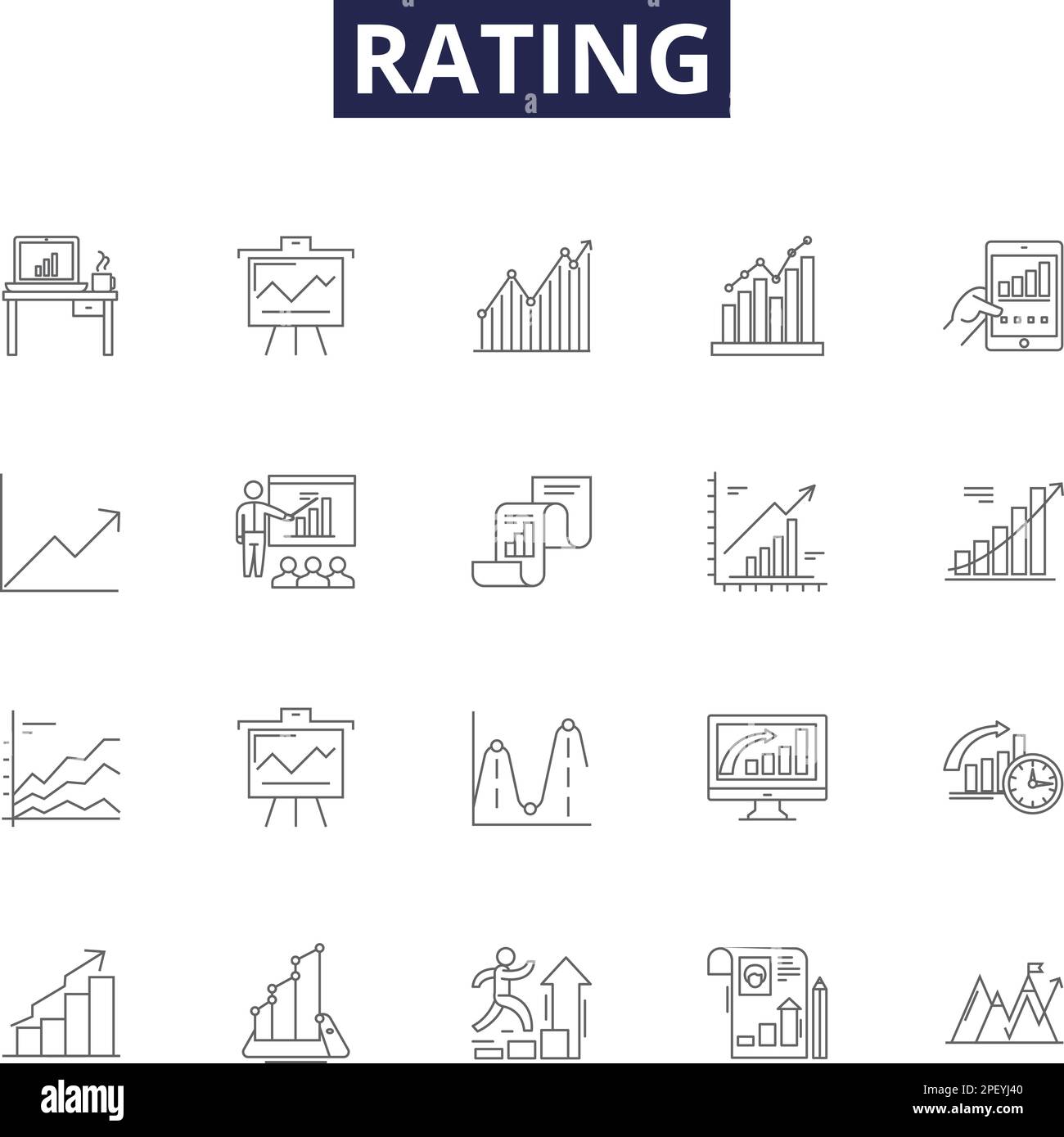 Rating Line Vector Icons And Signs Evaluating Scoring Grading Judging Categorizing Ranking
