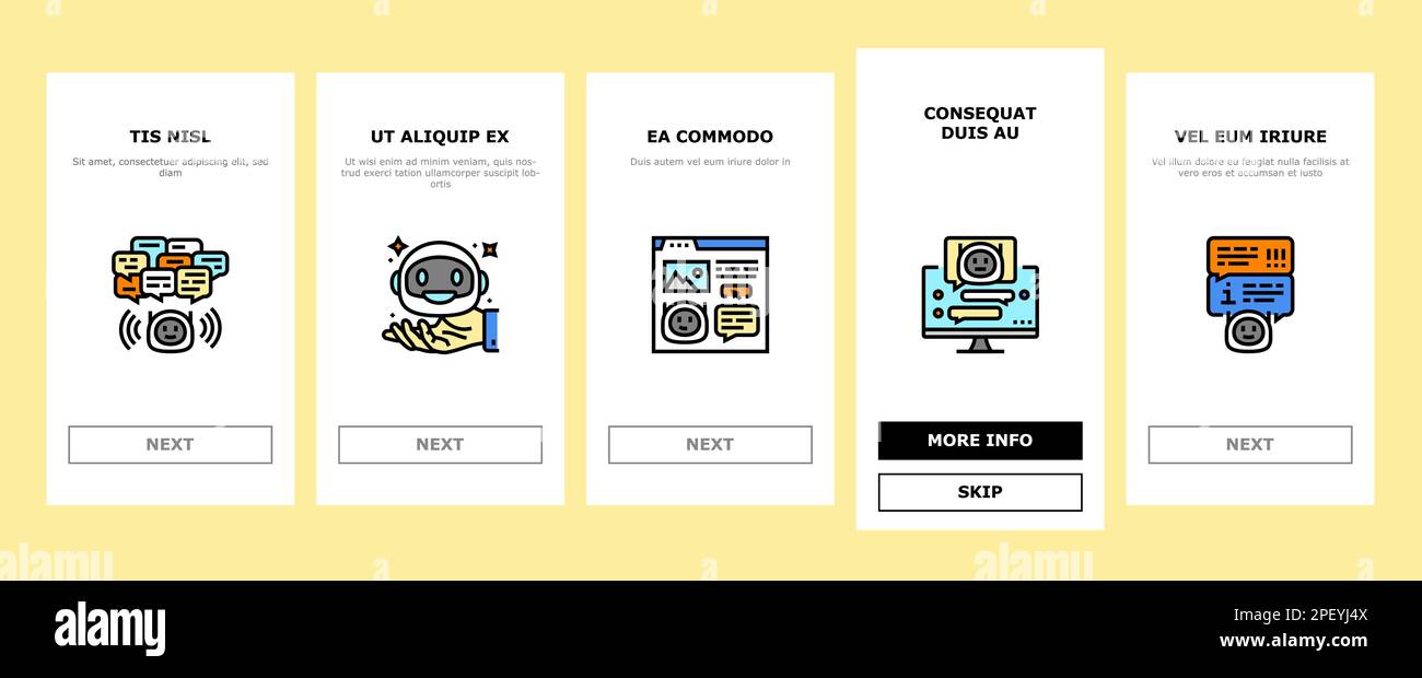chat bot robot service online onboarding icons set vector Stock Vector ...