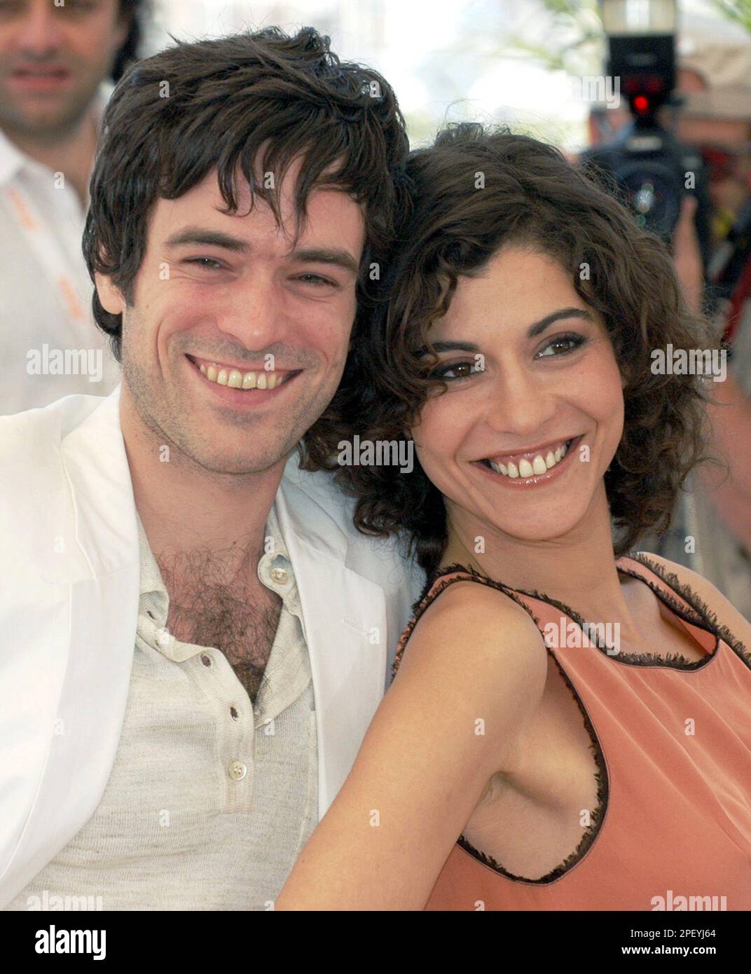 French actors Romain Duris, left, and Lubna Azabal, right, pose during ...