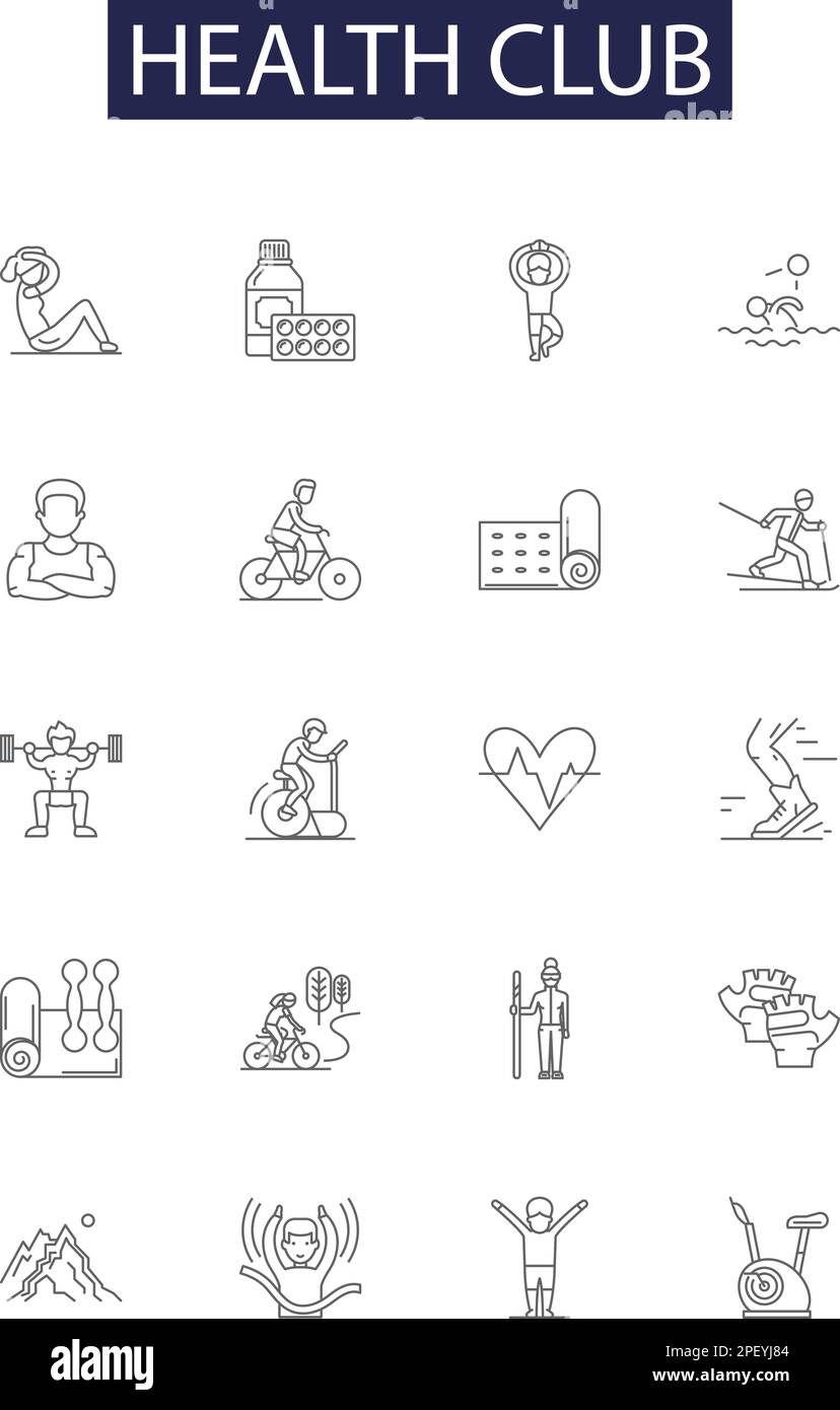 Health club line vector icons and signs. Gym, Yoga, Sports, Wellness ...