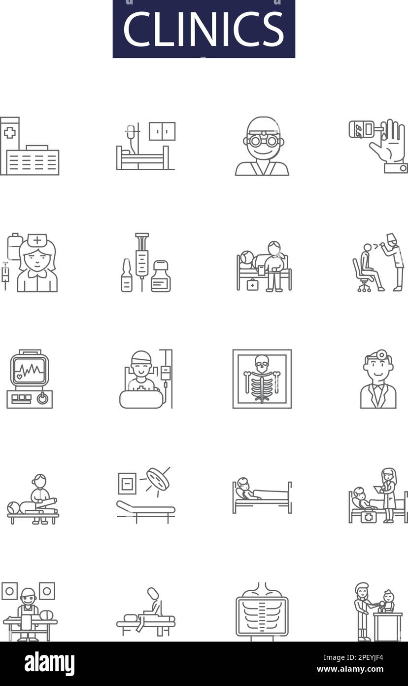 Clinics line vector icons and signs. doctor, clinic, health, hospital ...