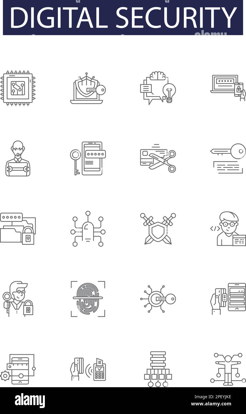Digital Security Line Vector Icons And Signs Security Encryption