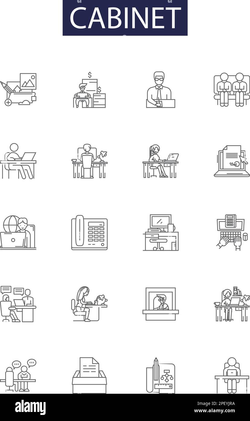 Cabinet line vector icons and signs. Wardrobe, Hutch, Chest, Buffet ... Cabinet line vector icons and signs. Wardrobe, Hutch, Chest, Buffet ...