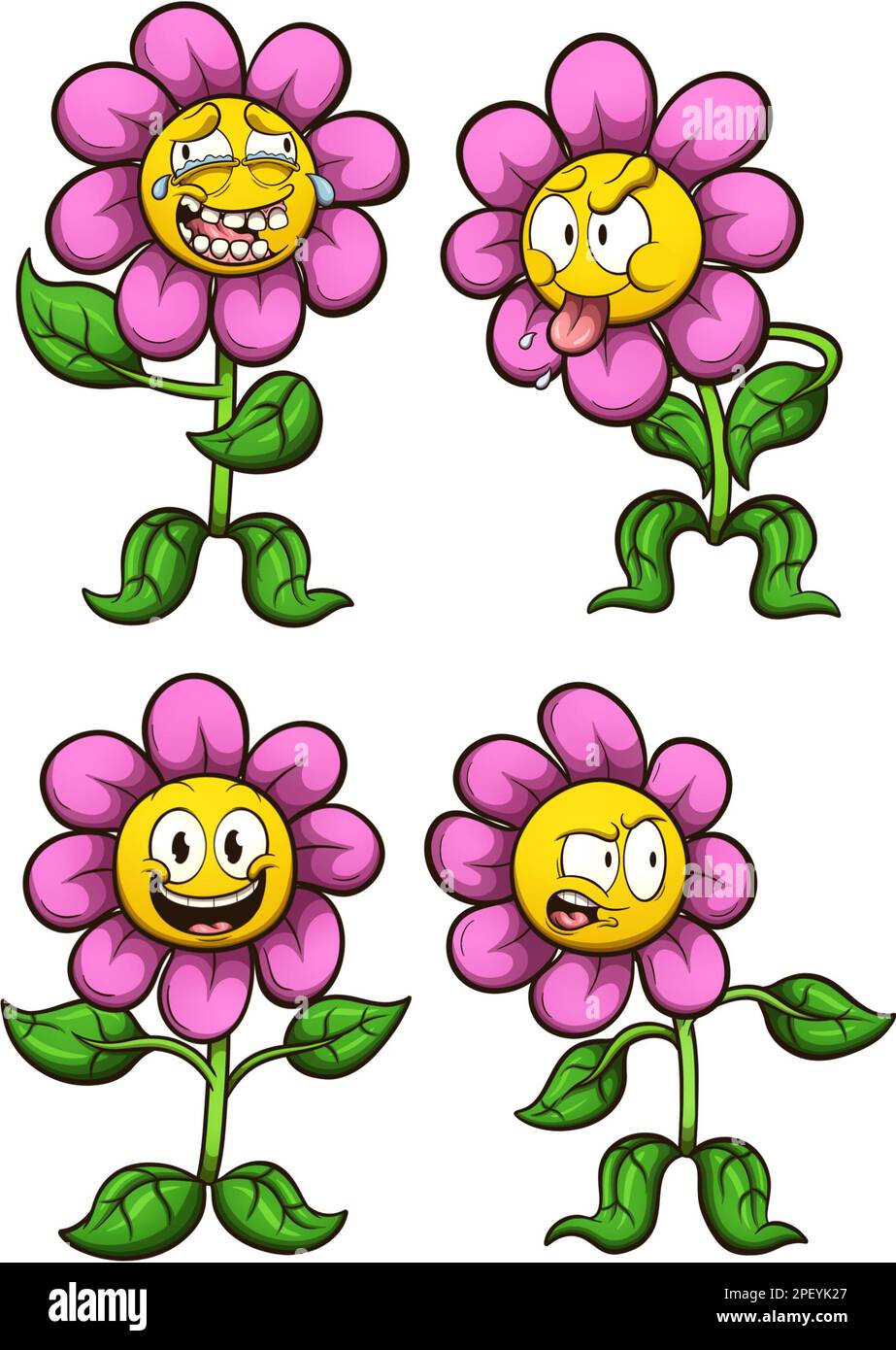 Pink Cartoon Flower. Clip art illustration with simple gradients Stock ...