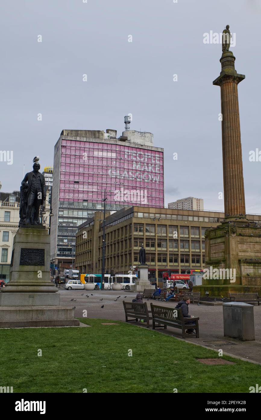 People Make Glasgow logo on The Met Tower, seen from George Square ...
