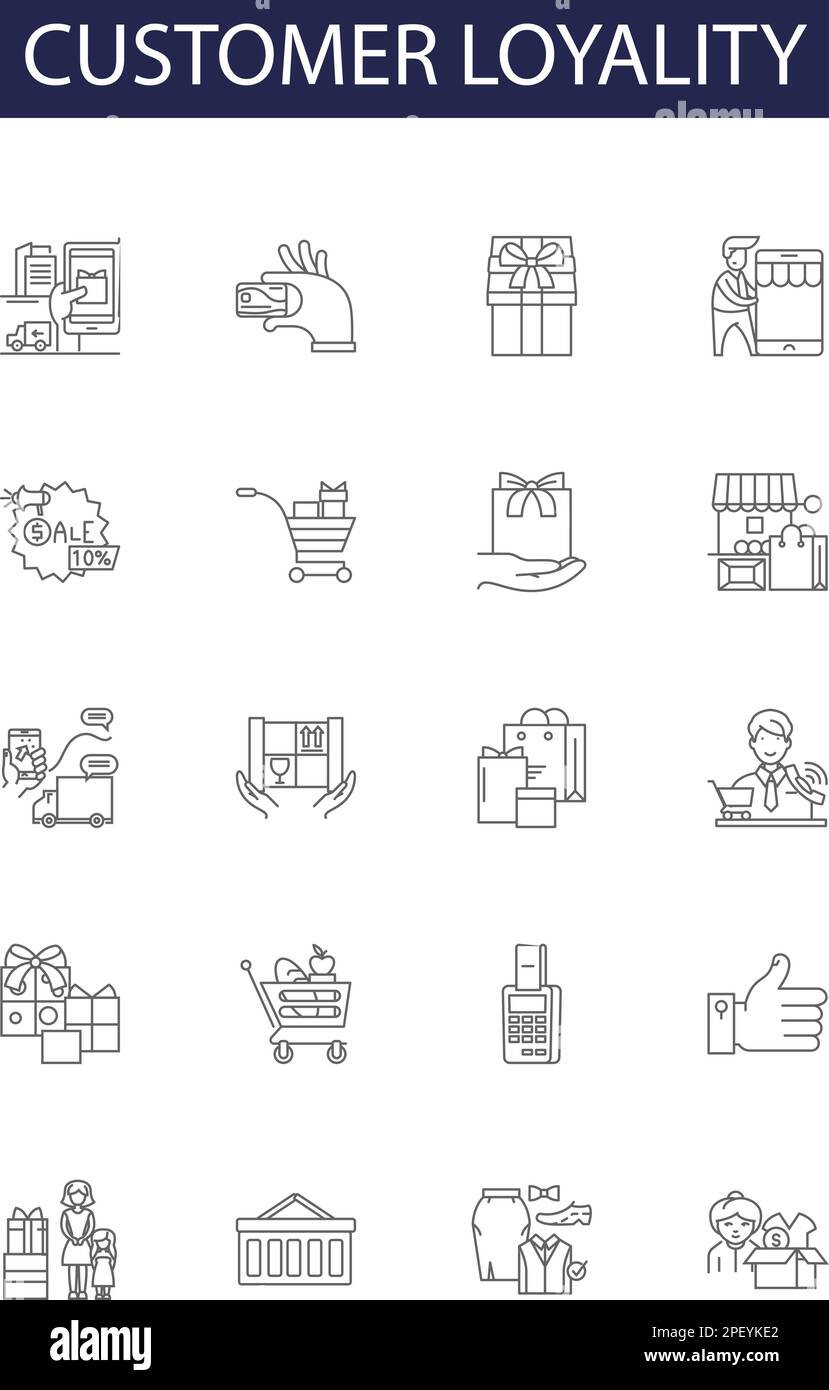 Customer loyality line vector icons and signs. customer, marketing ...