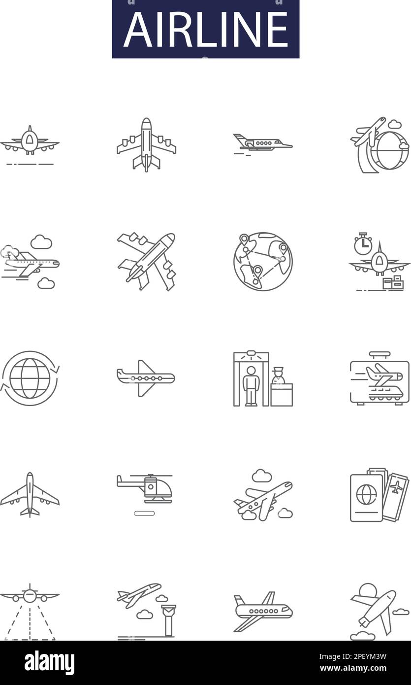 Airline line vector icons and signs. Flights, Airfare, Jets, Pilots ...