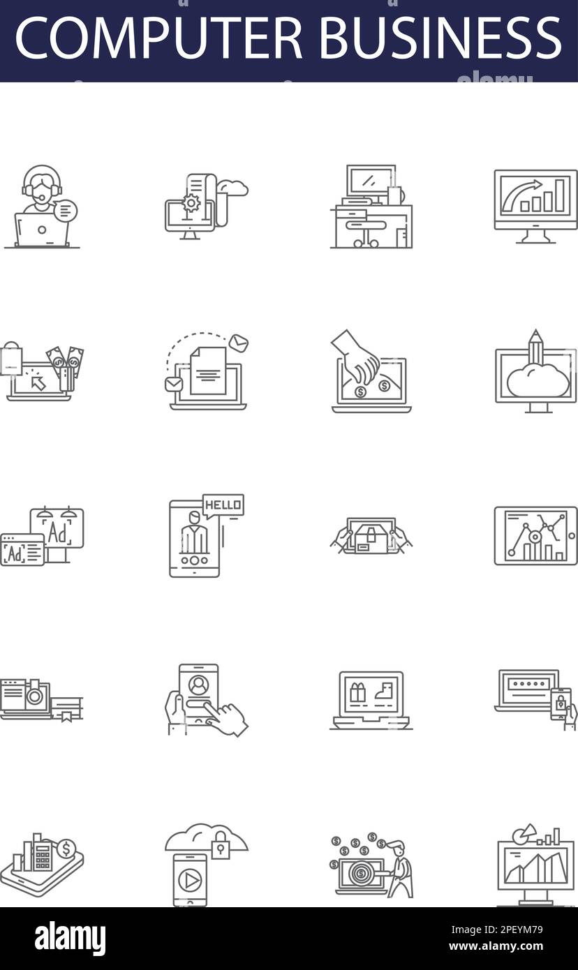 Computer Business Line Vector Icons And Signs Computers Networking