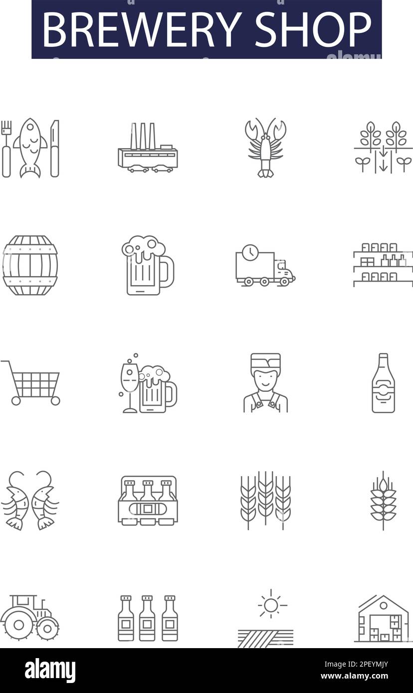 Brewery shop line vector icons and signs. Shop, Beer, Alcohol ...
