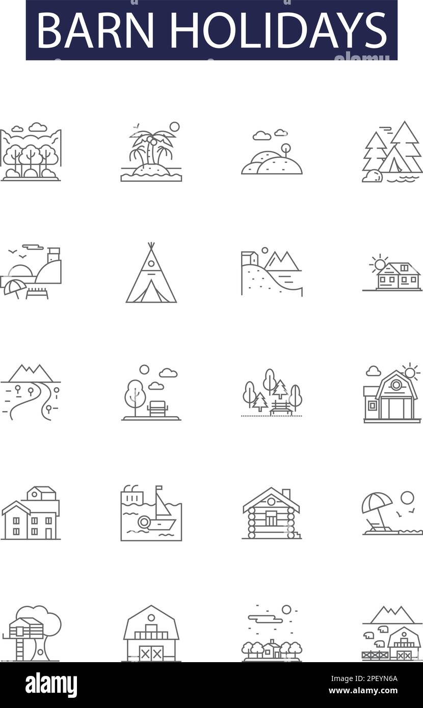 Barn holidays line vector icons and signs. Holidays, Countryside ...