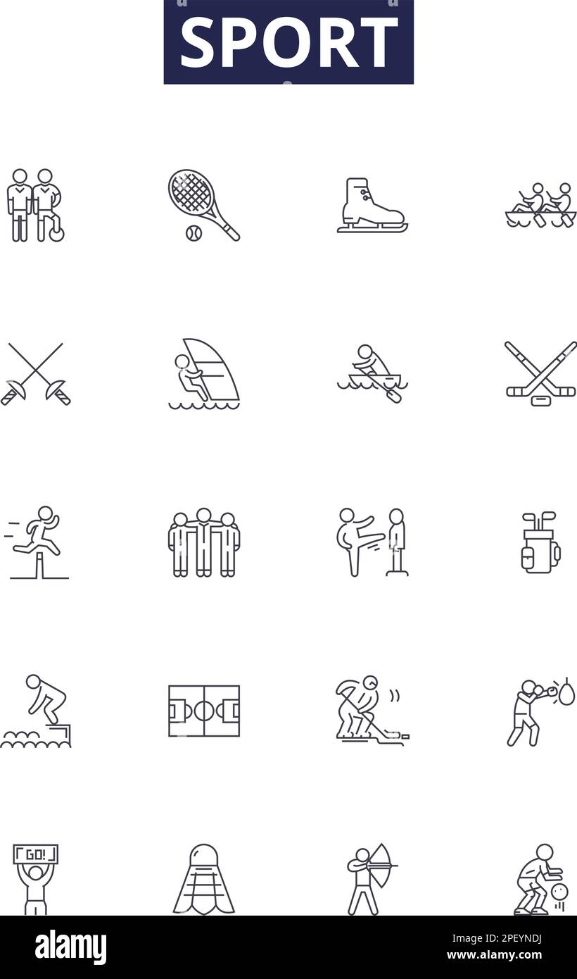 Sport line vector icons and signs. Soccer, Basketball, Boxing, Marathon ...
