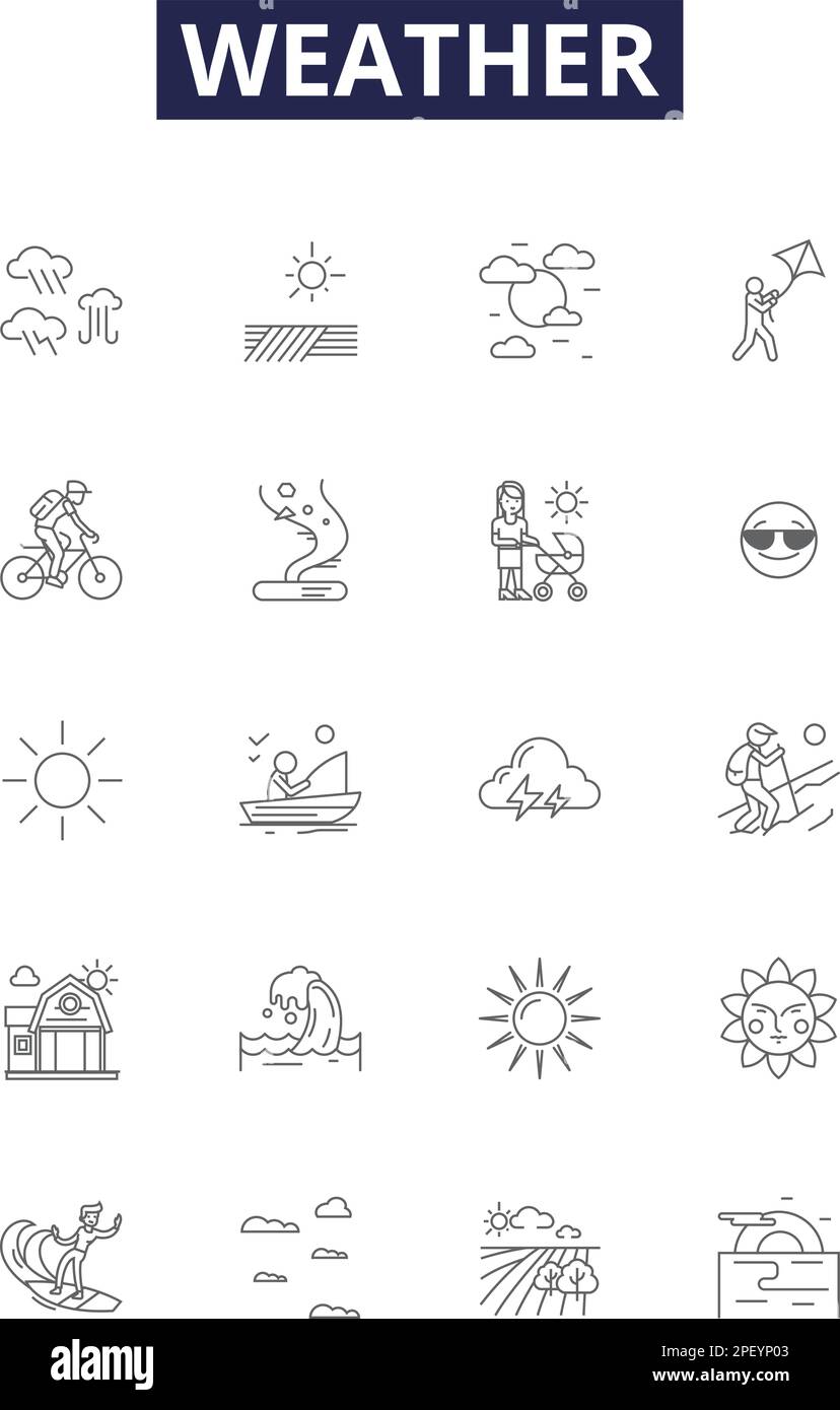 Weather Line Vector Icons And Signs Snow Wind Sun Heat Hail Fog